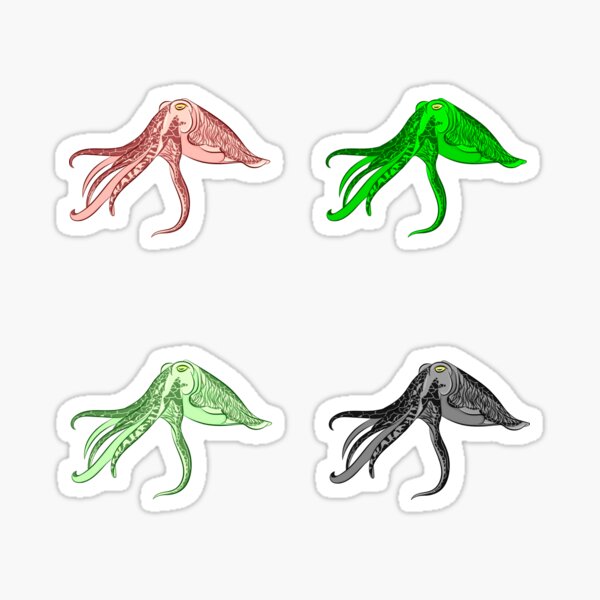 "sticker pack - cuttlefish squid collection - squid in the ocean ...