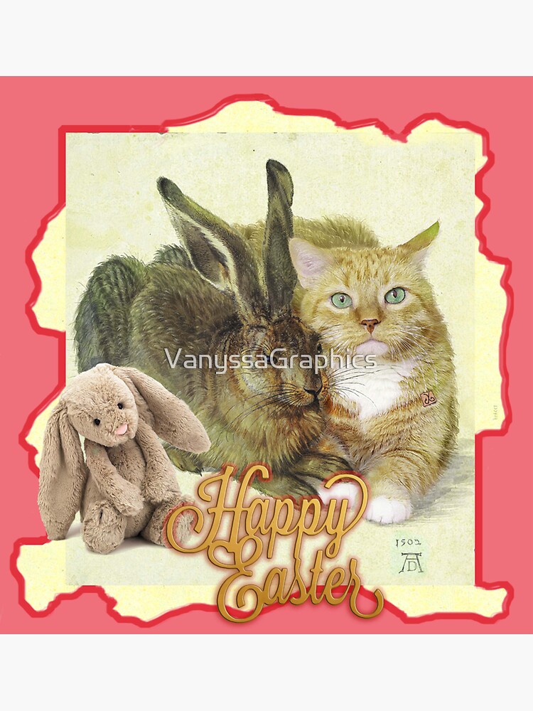 "Happy Easter - Hare, Cat and Bunny Rabbit Toy (Albrecht Durer ...