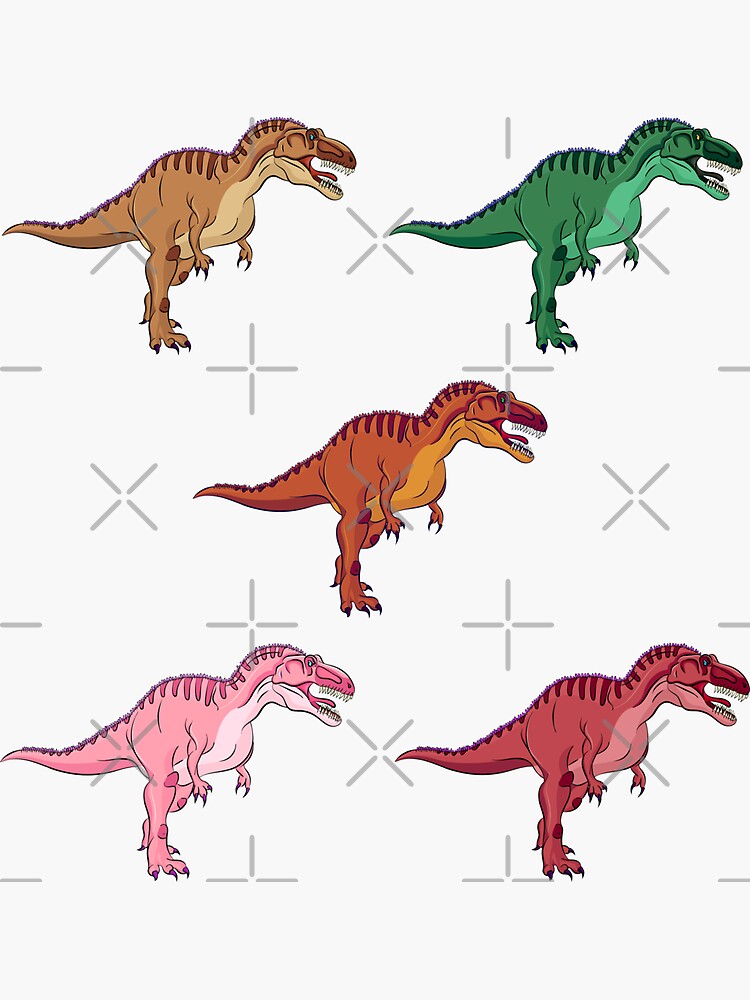 "sticker pack - different colored T-Rex dinosaurs - carnivorous ...