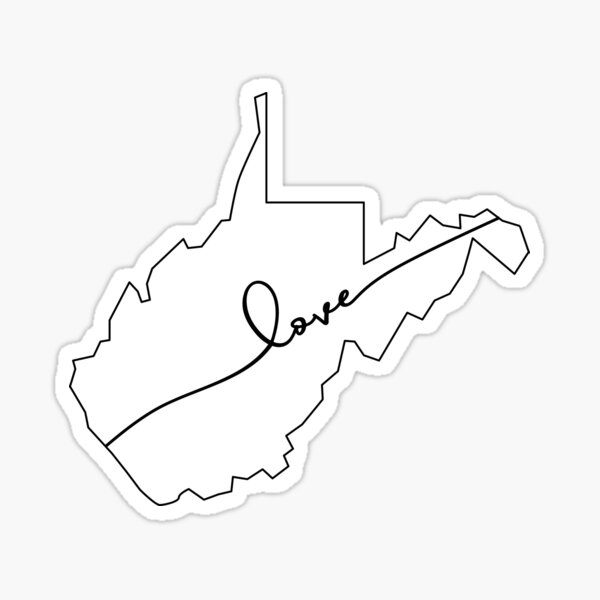 "West Virginia Is Love - West Virginia Home State Outline " Sticker by ...