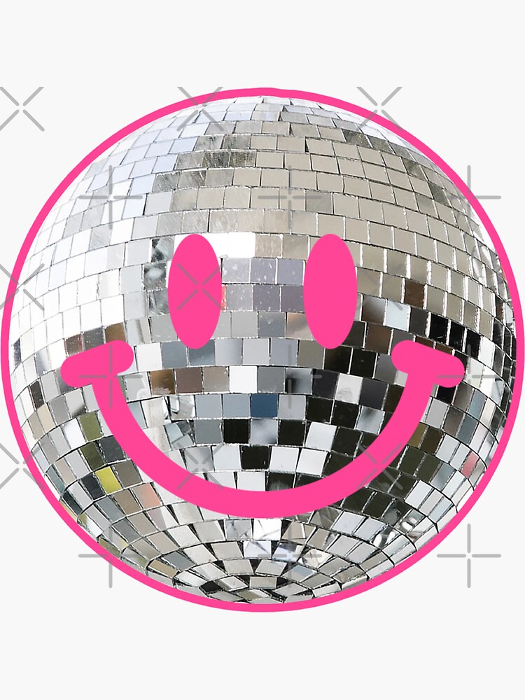 "smiley disco ball - pink" Sticker for Sale by juliasantos5 | Redbubble