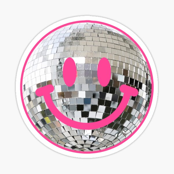 "smiley disco ball - pink" Sticker for Sale by juliasantos5 | Redbubble
