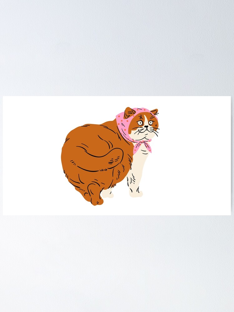 "Sad cat in Pink Hat" Poster for Sale by NKTNstudio | Redbubble