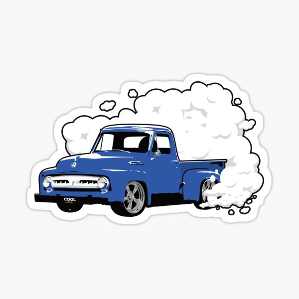 "Blue 50s F Truck Burnout" Sticker for Sale by CoolRide | Redbubble