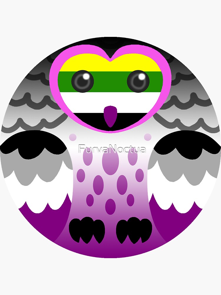 "Asexual Cetero Pride Owl" Sticker for Sale by FurvaNoctua | Redbubble