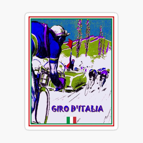 " GIRO D ITALIA : Vintage Abstract Bicycle Racing Print" Sticker for ...