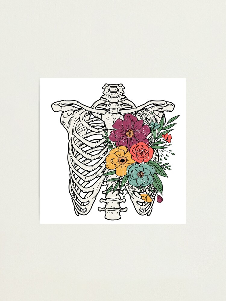 Impression photo « Rib Cage Floral Skeleton, squelette, floral, cage ...