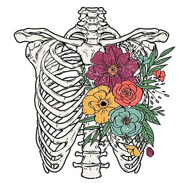 "Rib Cage Floral Skeleton,skeleton,floral,rib cage,bones,flowers ...