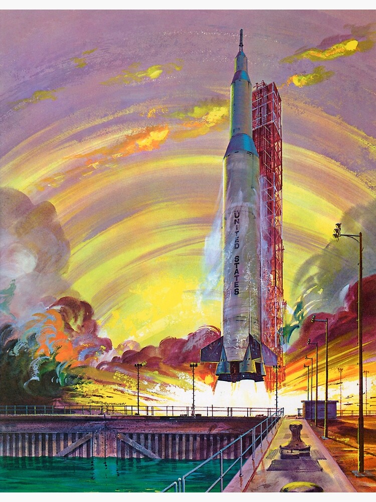 "Saturn Rocket Launch - Boing Magazine Cover, 1962" Poster for Sale by ...