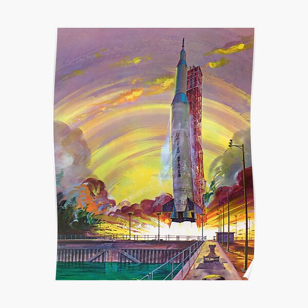 "Saturn Rocket Launch - Boing Magazine Cover, 1962" Poster for Sale by ...