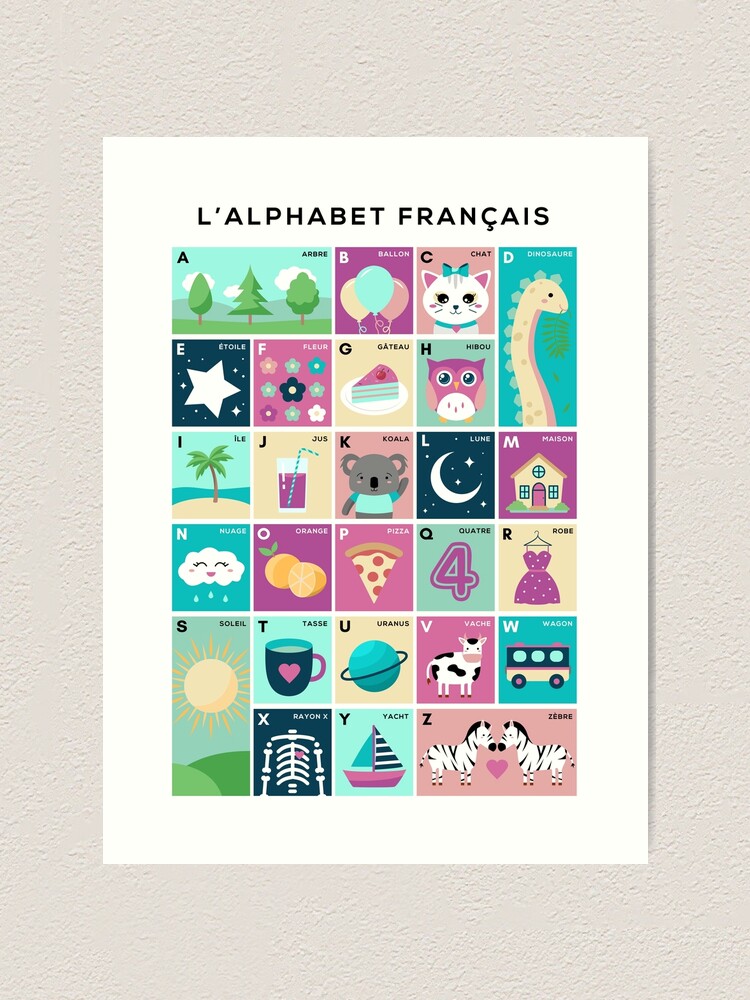 "French Alphabet Picture Chart - L'alphabet Francais" Art Print for ...