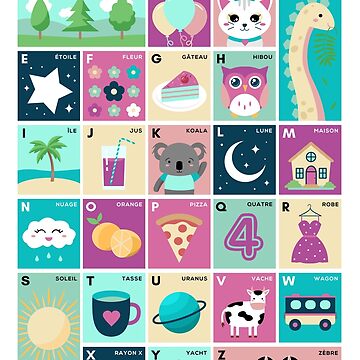 "French Alphabet Picture Chart - L'alphabet Francais" Art Board Print ...