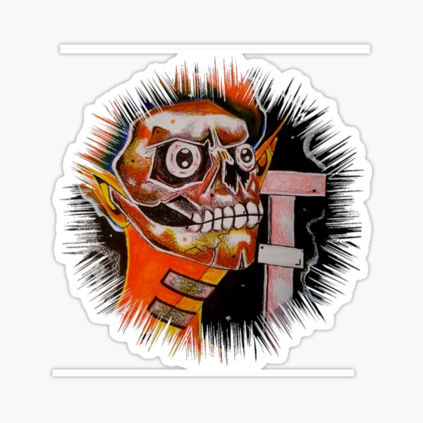 "Fire skull " Sticker by Burtonart | Redbubble