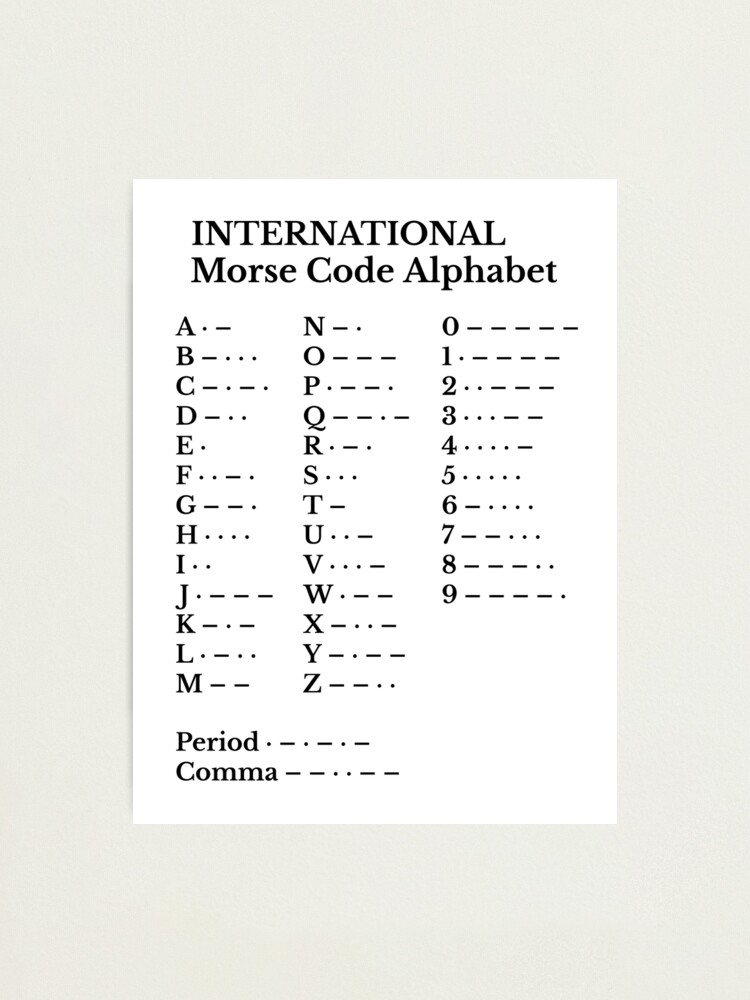 Morse Code Alphabet Chart Printable