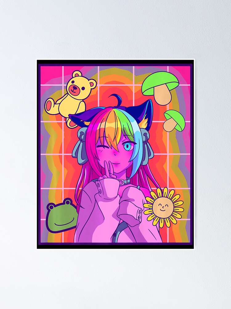"Kidcore Aesthetic Kawaii Anime Girl Alt Indie 80S 90S Retro" Poster by ...