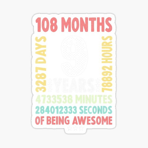 "9Th Birthday 9 Years Old Vintage Retro 9 Yr Old" Sticker for Sale by ...