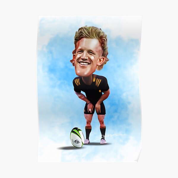 "All Black Damian McKenzie Rugby Caricature" Poster for Sale by ...