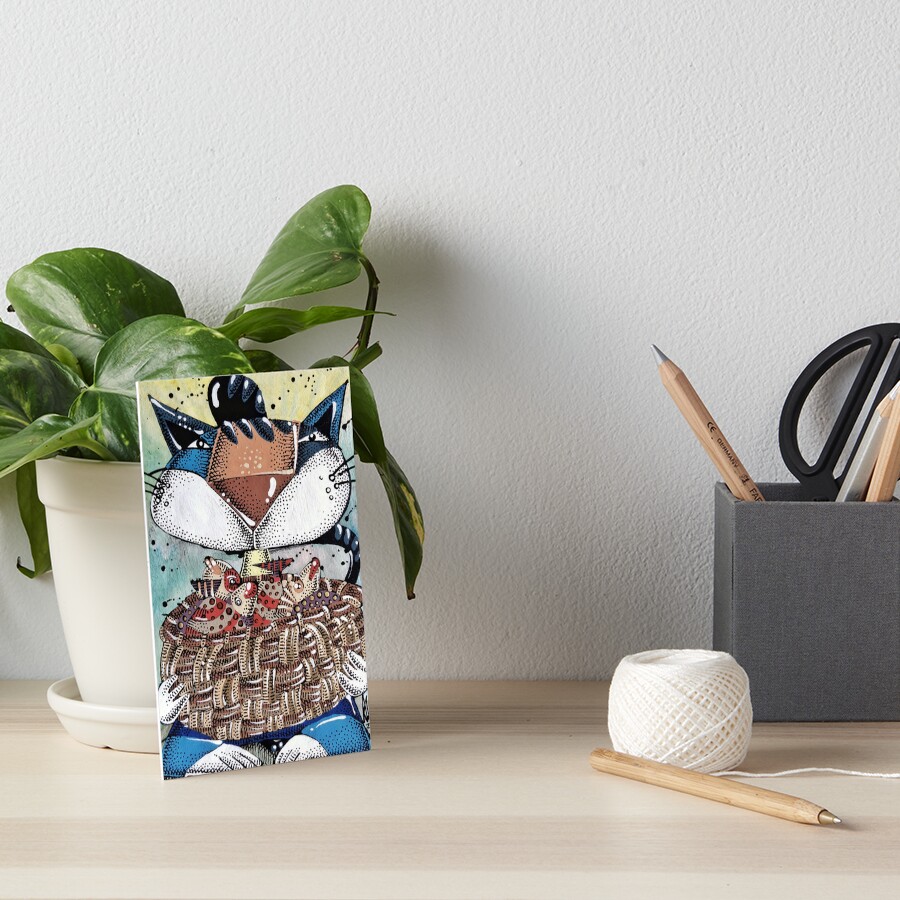 "Cat with a fish basket, Daniel Acebo, Backroom Art" Art Board Print ...