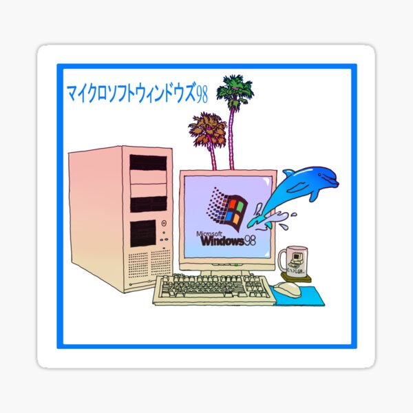"Microsoft Windows 98" Sticker by spookyypunk | Redbubble