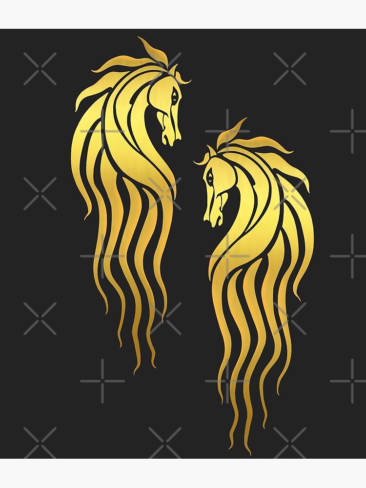 "Art Nouveau Golden Horse Head pattern - Rohan" Poster for Sale by ...