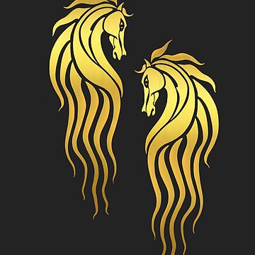 "Art Nouveau Golden Horse Head pattern - Rohan" Greeting Card for Sale ...