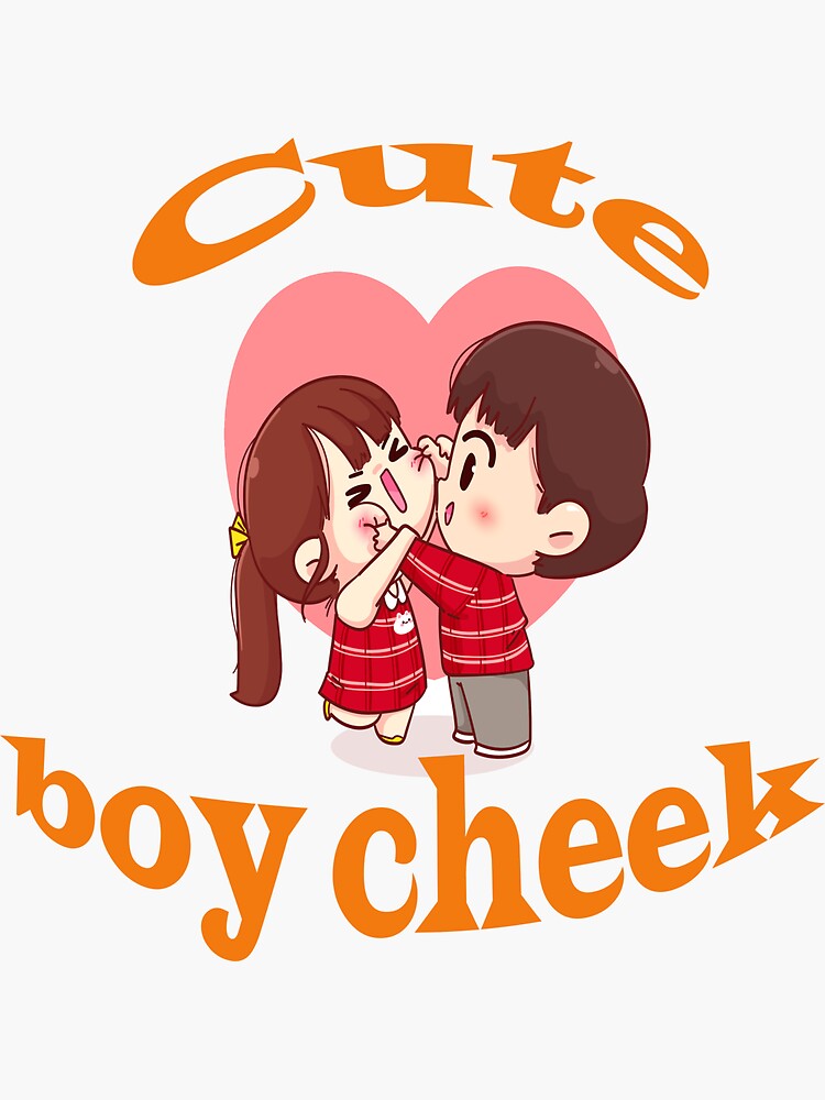 "Cute boy cheek pinching girlfriend Happy t-shirts" Sticker by Bouna10 ...