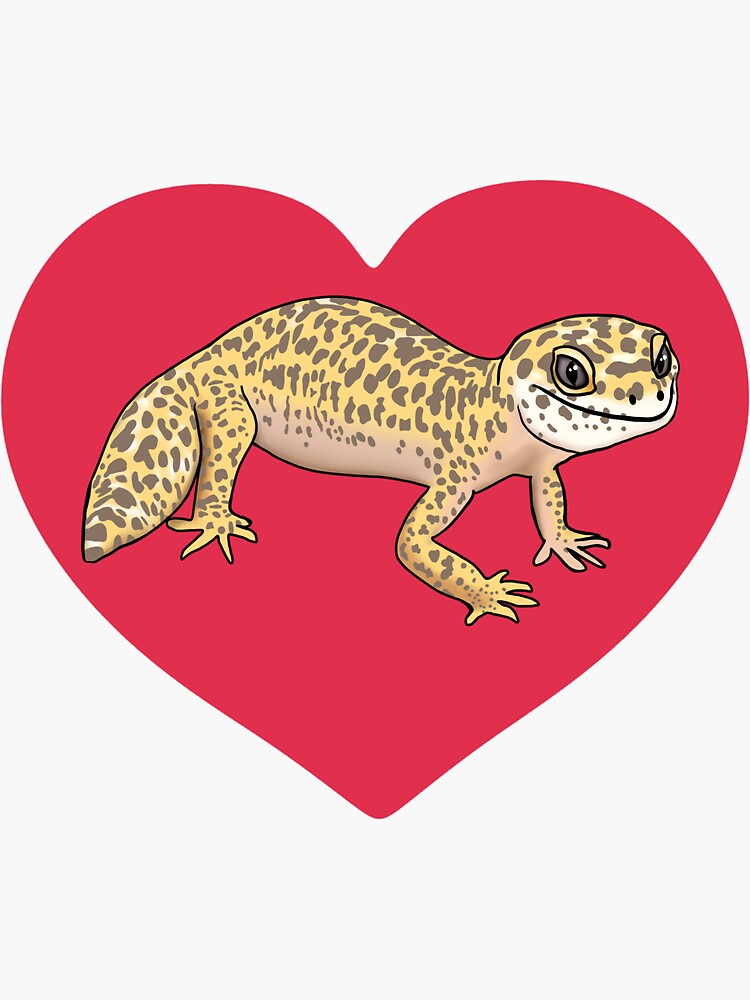 "Cute Gecko Red Heart " Sticker by Mochi-Merch | Redbubble