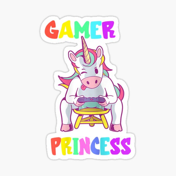 "Gamer Princess Console Gaming Unicorn Computer Gamer Girl ." Sticker ...