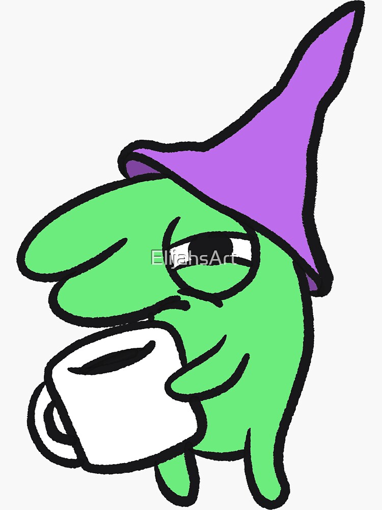 "Hungover Glep Drinking Coffee" Sticker for Sale by ElijahsArt | Redbubble