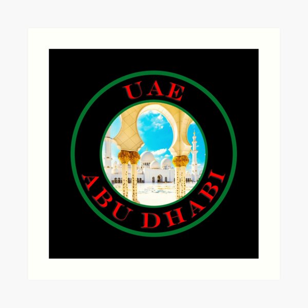 "UAE Abu Dhabi Blue Mosque - Passport Stamps Collection" Art Print for ...