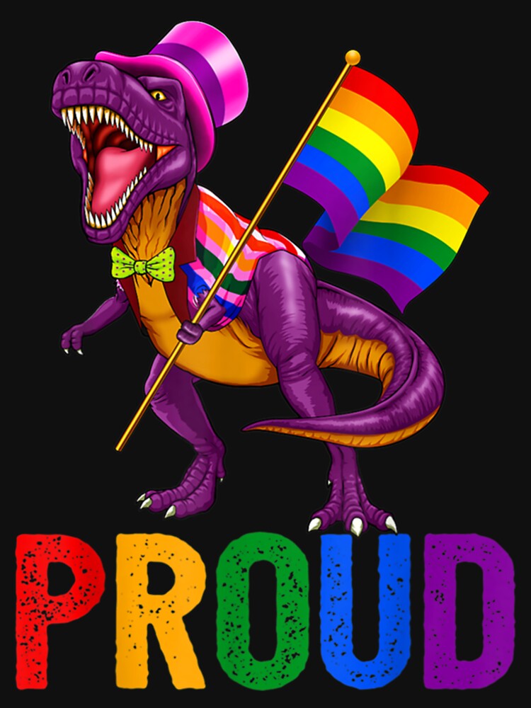 "Dinosaur T Rex LGBT Gay Pride Gift Flag Lesbian" T-shirt by ...