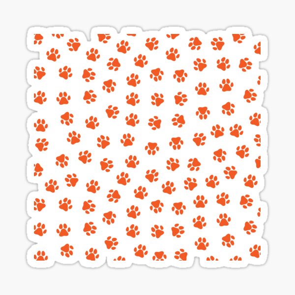 "Orange Dog Paw Print Pattern" Sticker for Sale by patterniastudio ...