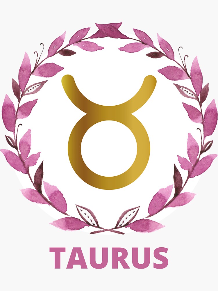 "Purple Leafy Taurus Zodiac Sign" Sticker by Hellofriendco | Redbubble