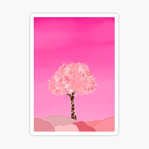 "Magical Pink Tree" Sticker for Sale by whishywhooshy | Redbubble