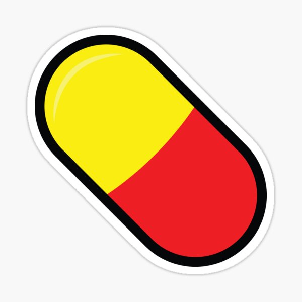"Yellow and Red Pill" Sticker by marivin | Redbubble