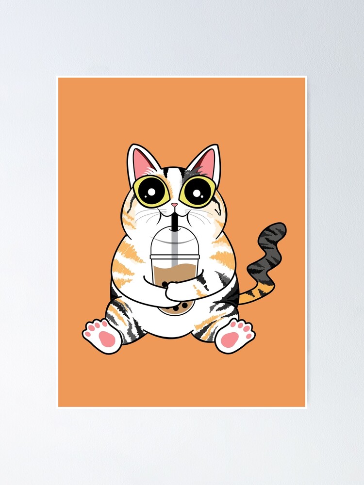"Boba Drinking Cat | Calico Cat" Poster for Sale by leBoosh-Designs ...
