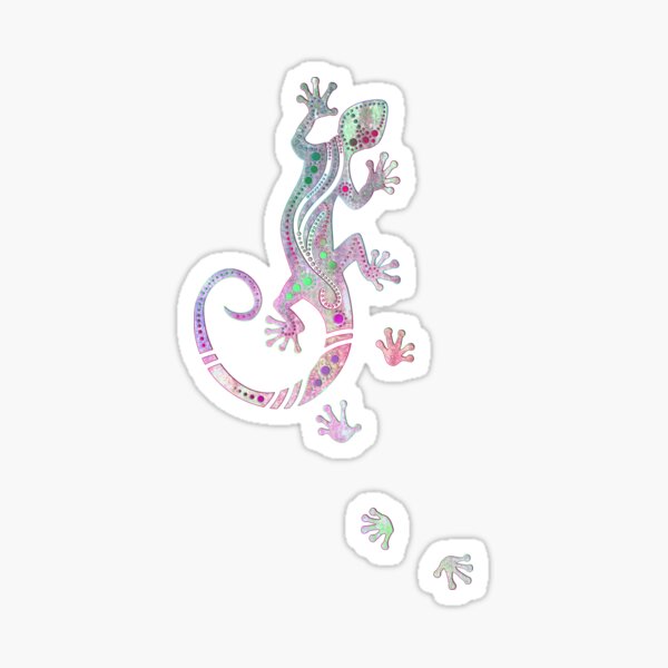 "Dot Painting - Ethnological Running Gecko I" Sticker by EDDArt | Redbubble