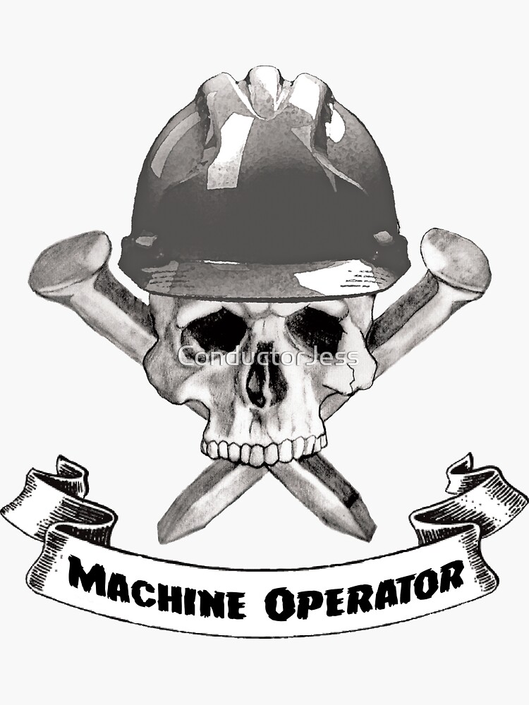 "Machine Operator Skull and Spike Crossbones" Sticker for Sale by ...