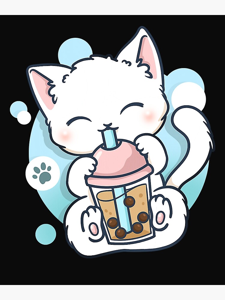 "Cat Boba Tea Bubble Tea Anime Kawaii Neko " Art Print for Sale by ...