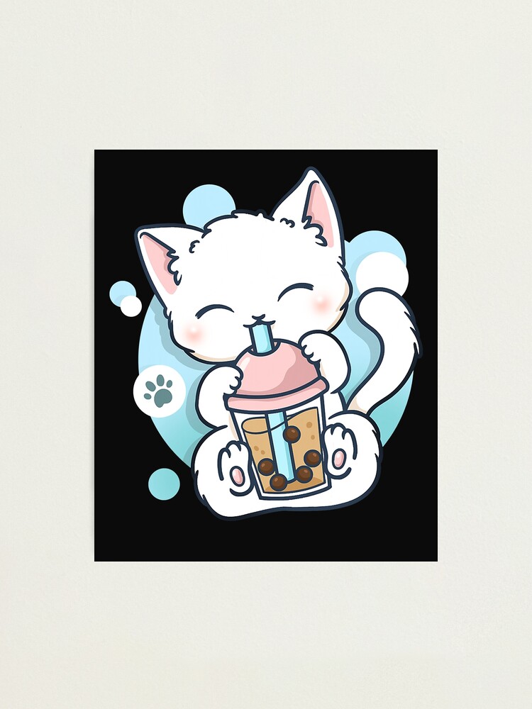 Cat Boba Tea Bubble Tea Anime Kawaii Neko Photographic Print For
