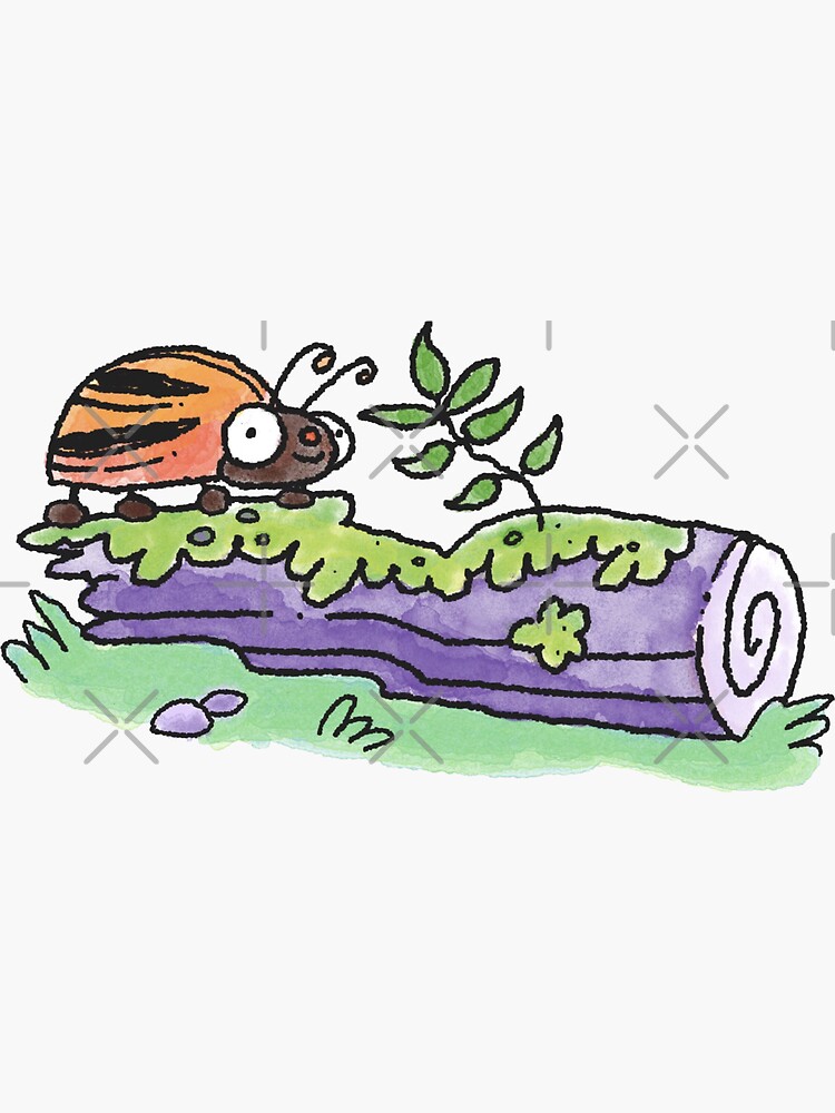 "Bug on a Log" Sticker for Sale by doodledate | Redbubble
