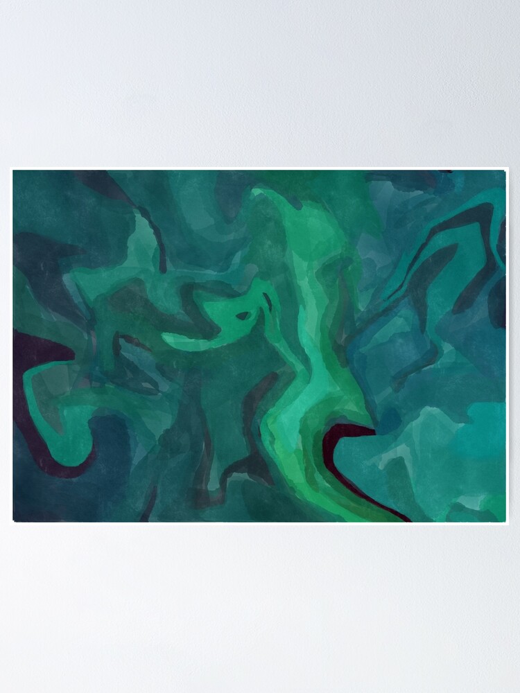 "Sea Life Green Abstract Art Watercolour" Poster for Sale by slimbirdy ...