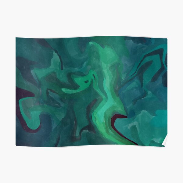 "Sea Life Green Abstract Art Watercolour" Poster for Sale by slimbirdy ...