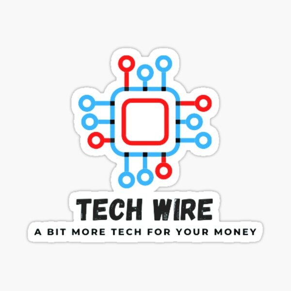 "Red and Blue Tech Wire Logo!" Sticker by VESTCorpStore | Redbubble