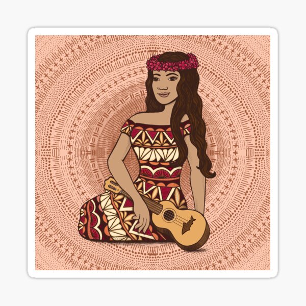 "Ukelele Baby - peach" Sticker by AprilAppleArt | Redbubble
