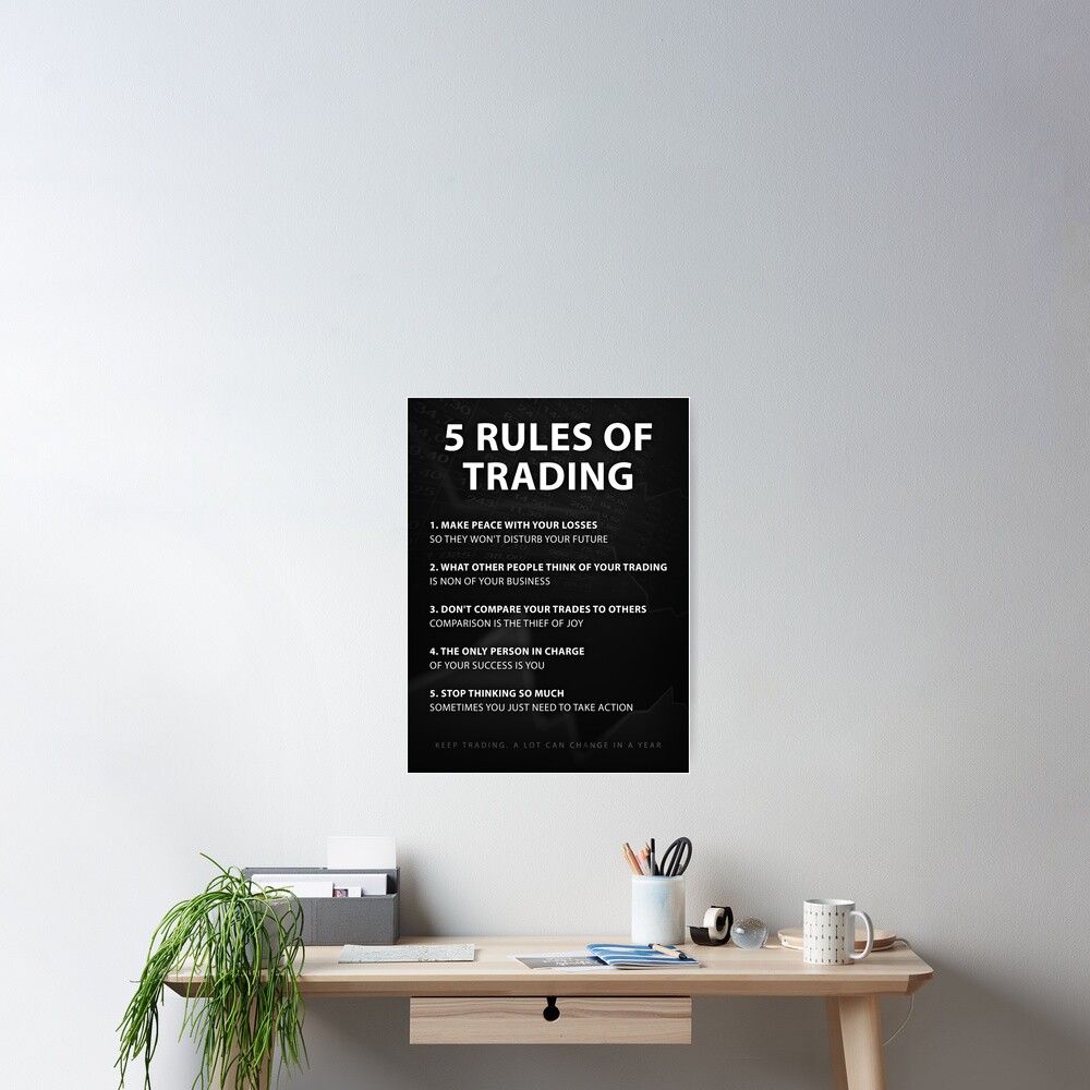 "5 Rules Of Trading Stock Market Trader Motivation" Poster for Sale by ...