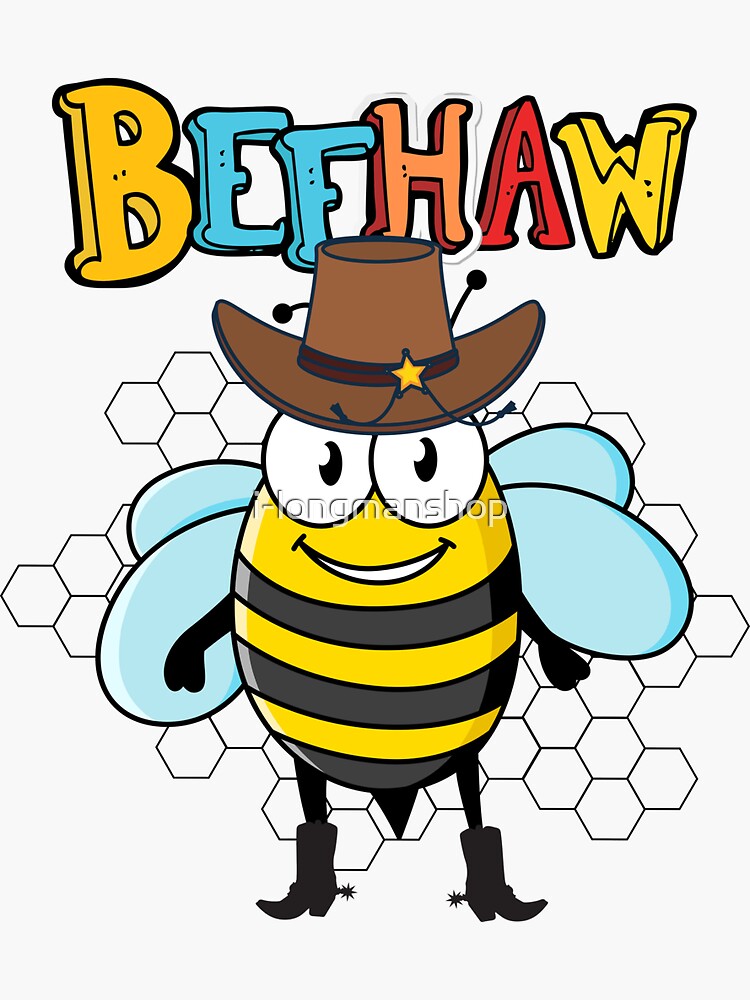 "Beehaw (A Bee In A Cowboy Hat)" Sticker by i-longmanshop | Redbubble