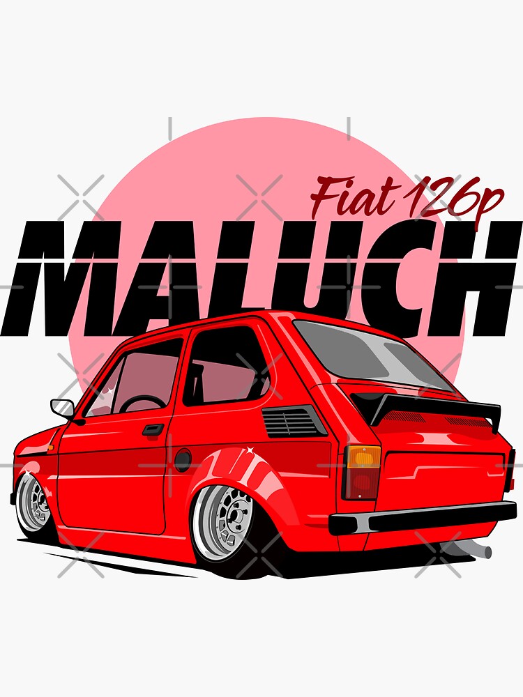 "FIAT 126p MALUCH RED" Sticker by shketdesign | Redbubble