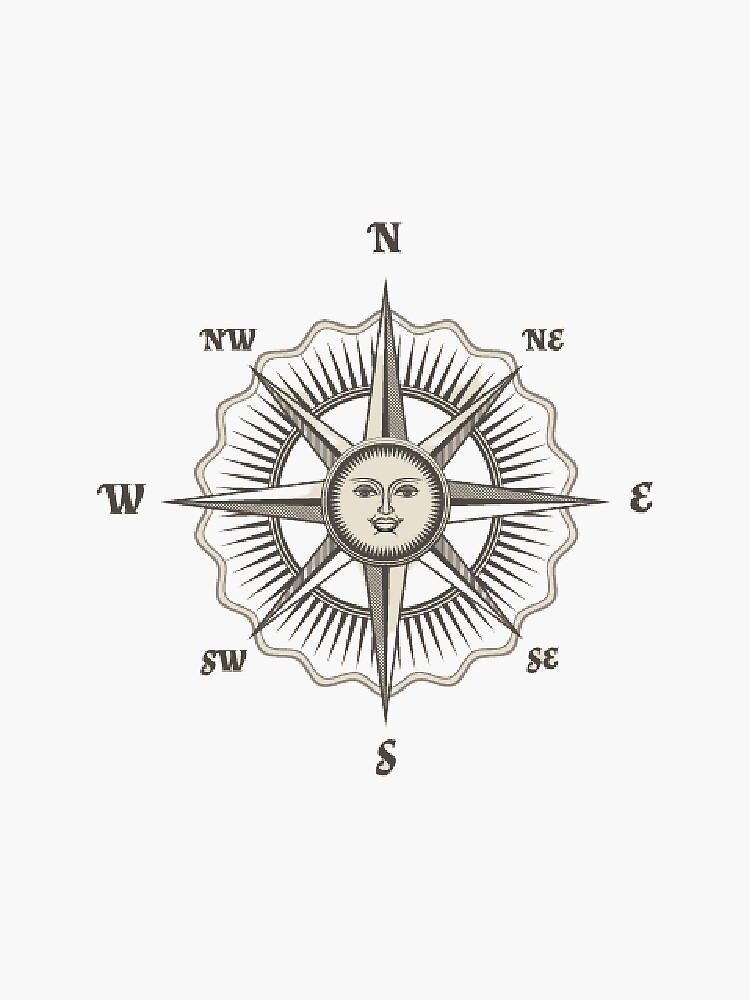 "sun compass" Sticker by Baptigoal17 | Redbubble