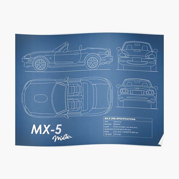 "The MX-5 Blueprint" Poster for Sale by rogue-design | Redbubble